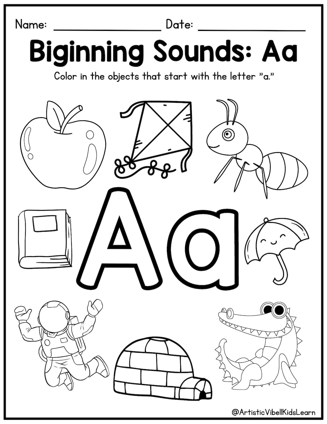 Alphabet Beginning Sounds Coloring Pages Beginning Sounds Worksheets ...