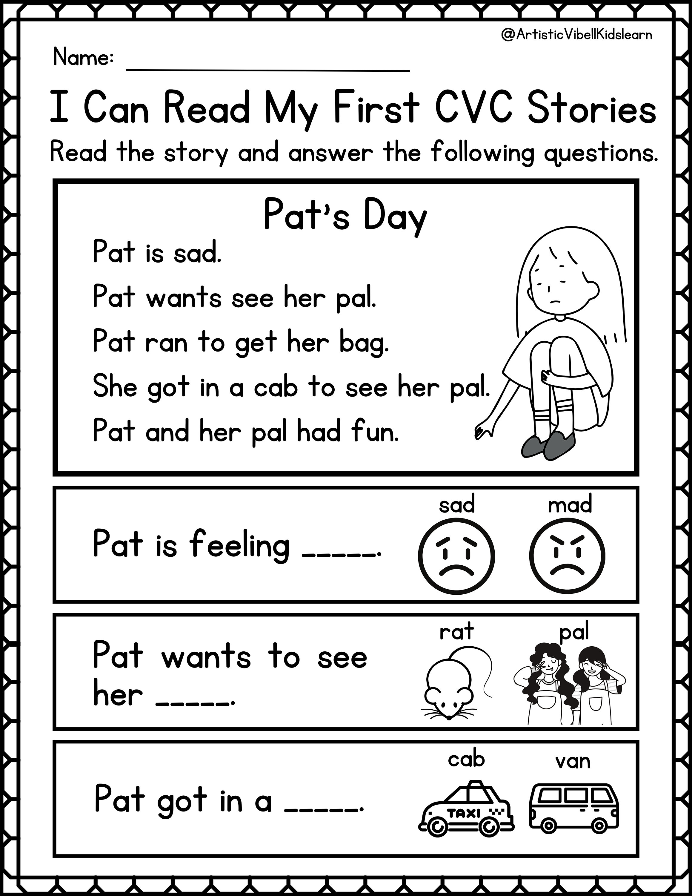 Phonics Worksheets My First Cvc Sentences For Kindergarten And First