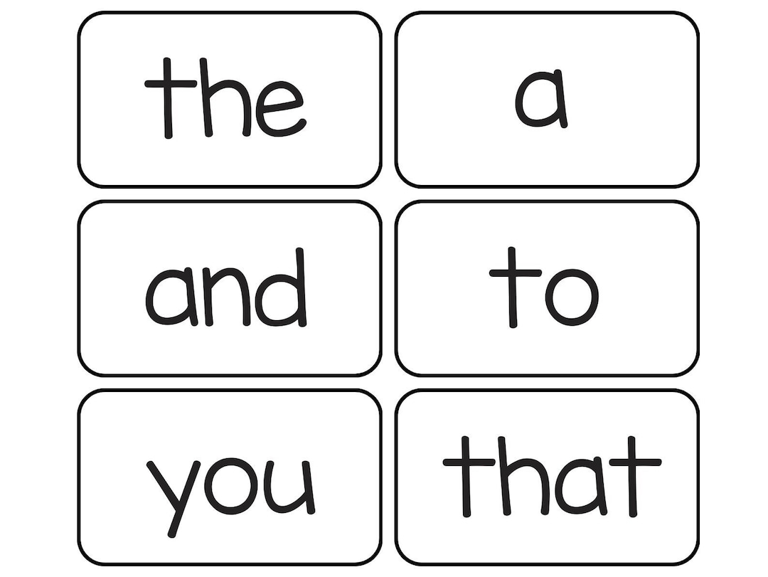 100 Printable Fry's First Hundred Sight Word Flashcards. Kindergarten ...