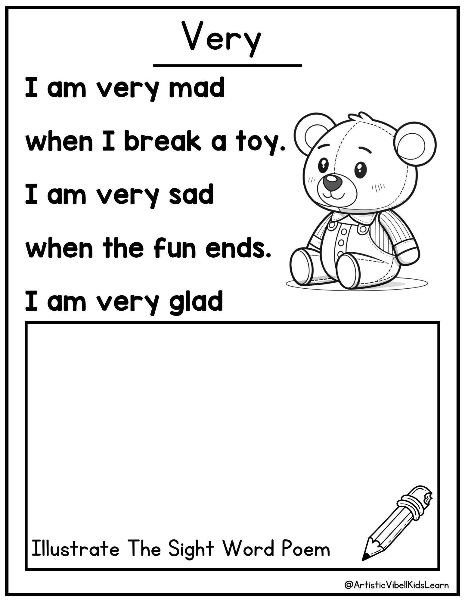 50 Printable Fry's Sight Word Poems Pages Reading Sentences and ...