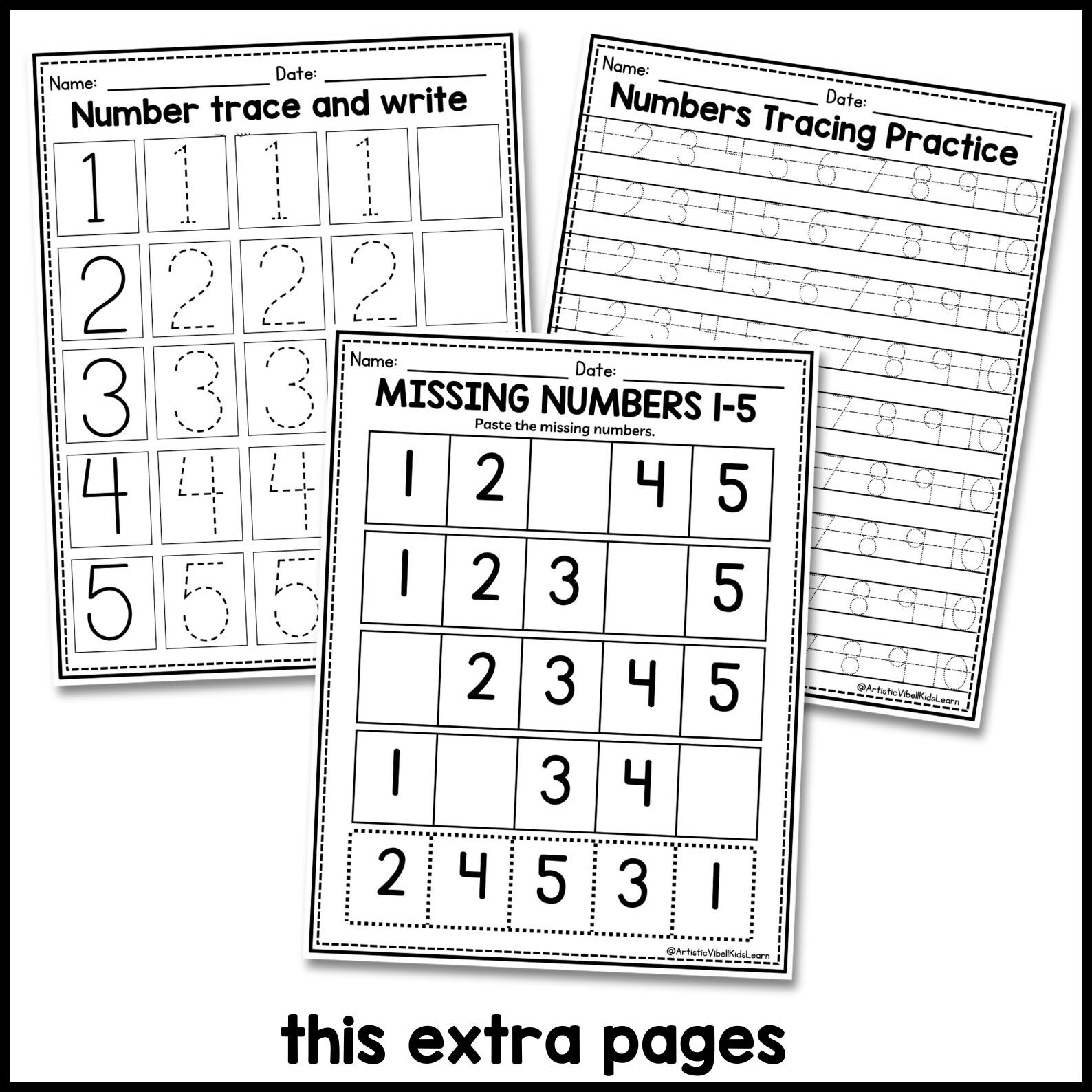 Numbers 1-20 Trace, Count, and Color Worksheets Preschool Numbers ...