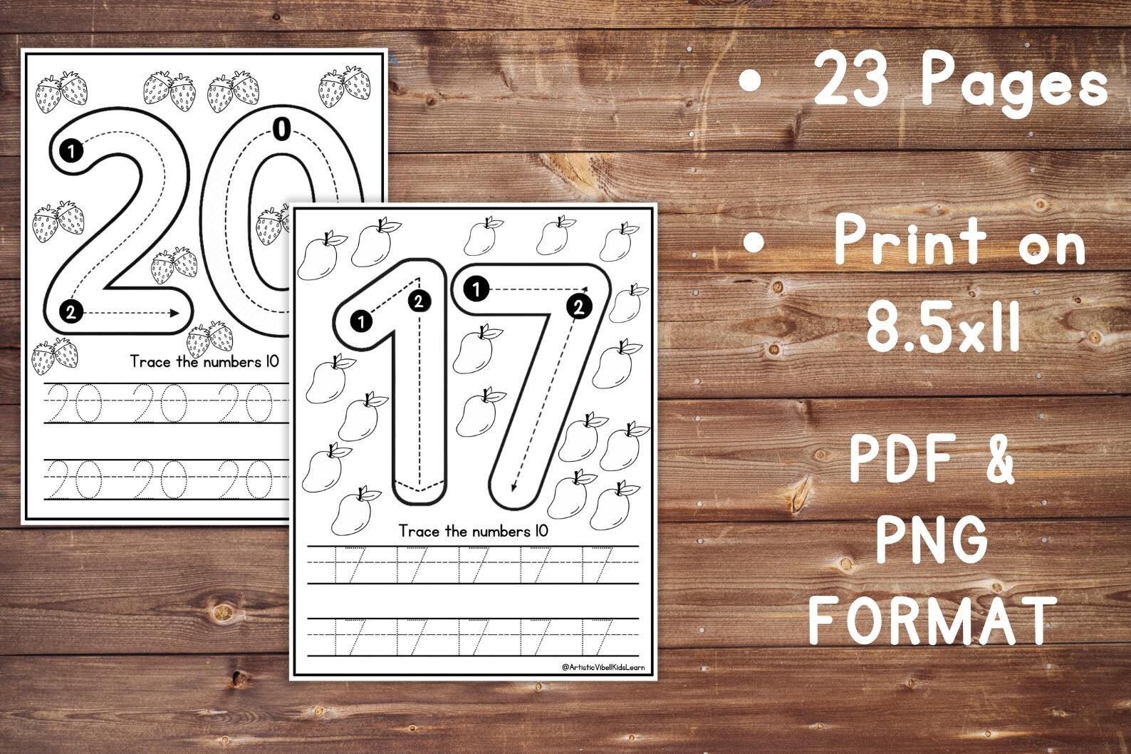 Preschool Numbers Tracing Worksheet 0-20 Printable Number Tracing ...