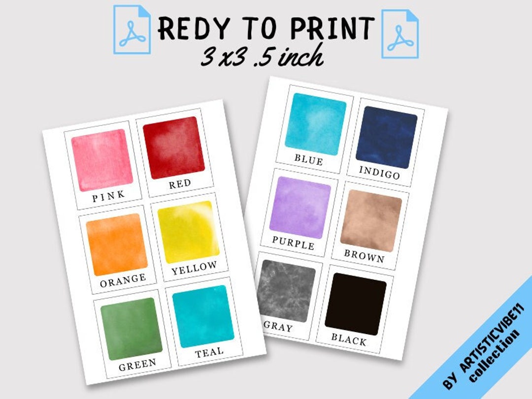 12 Colors Flashcard Preschool Cards Color Cards Toddler - Etsy