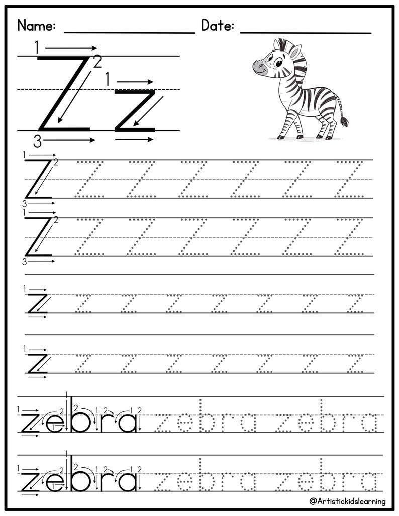 52 Alphabet Tracing Worksheets | Uppercase & Lowercase Letters A–Z | 52 ...