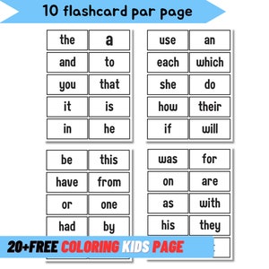 100 Printable Fry's First Hundred Sight Word Flashcards. Prek-1st Grade ...