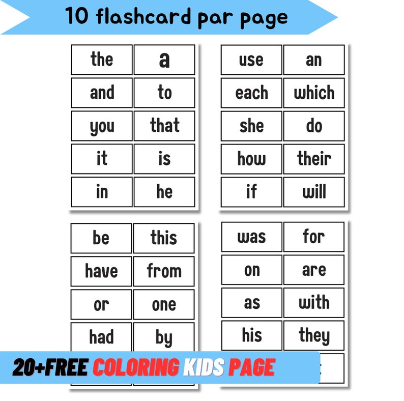 100 Printable Fry's First Hundred Sight Word Flashcards. Prek-1st Grade ...