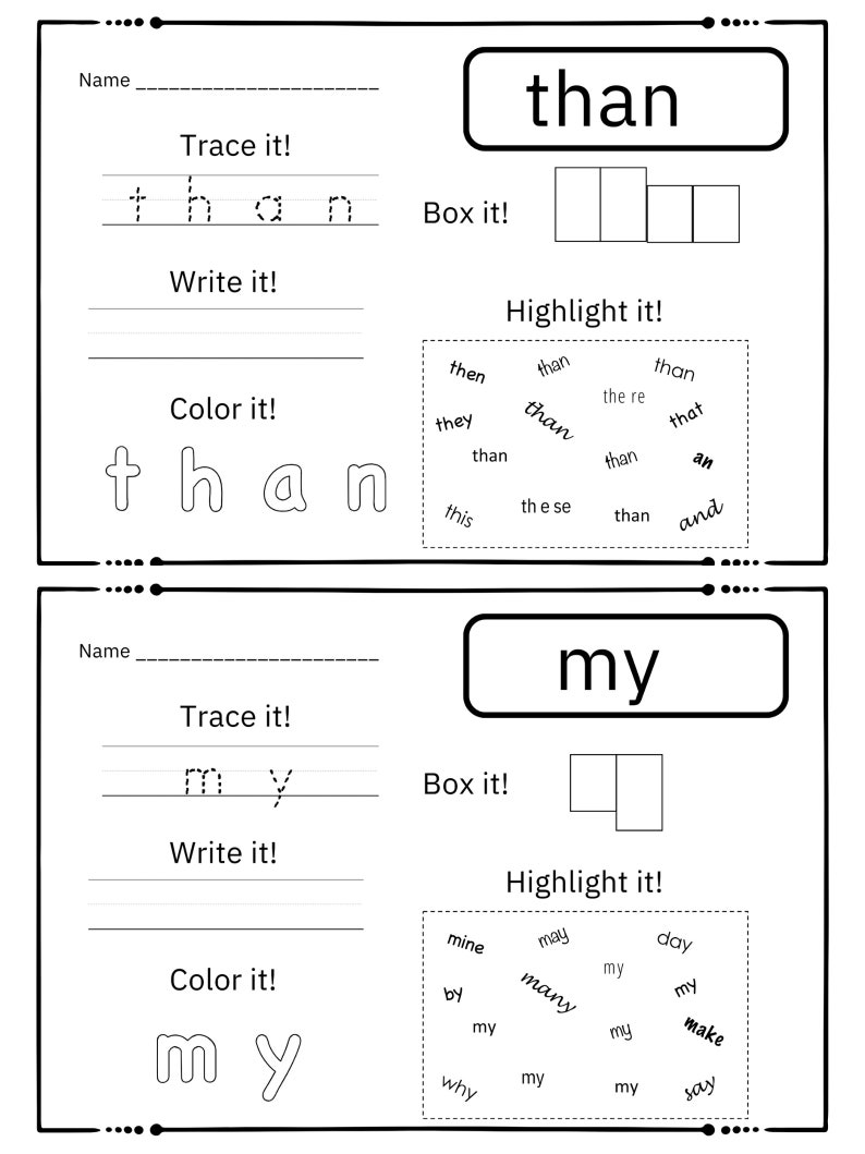 100 Engaging Sight Word Activity Worksheets for Kids Sight Word High ...