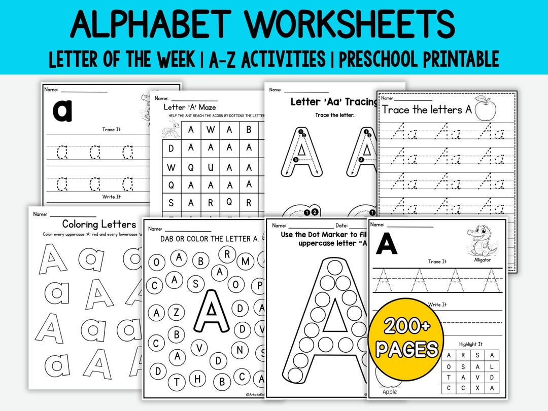 Letter of the Week Worksheets Printable, Alphabet Busy Book, Learning ...