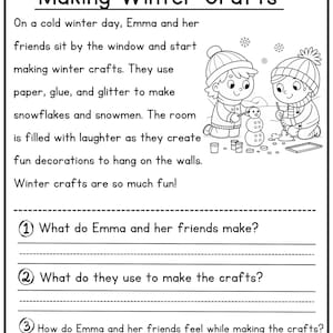 January Reading Comprehension Passages Kindergarten 1st Grade ...