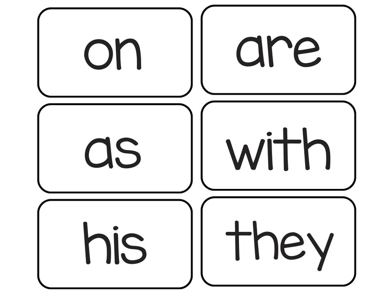 100 Printable Fry's First Hundred Sight Word Flashcards. Kindergarten ...