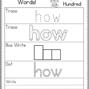 100 Printable Let's Learn Fry 1st Hundred Sight Words Worksheets ...