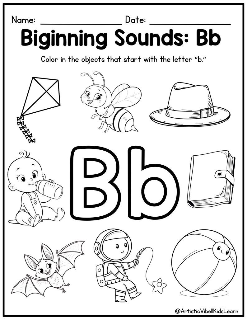 Alphabet Beginning Sounds Coloring Pages Beginning Sounds Worksheets ...
