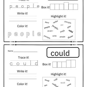 100 Engaging Sight Word Activity Worksheets for Kids Sight Word High ...