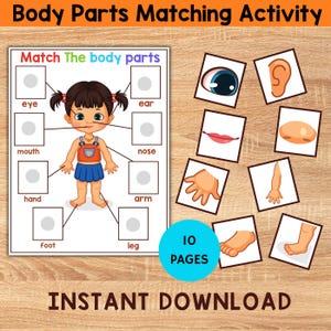 Body Parts Matching Game Bundle Activity Printable, Toddler Busy Book ...