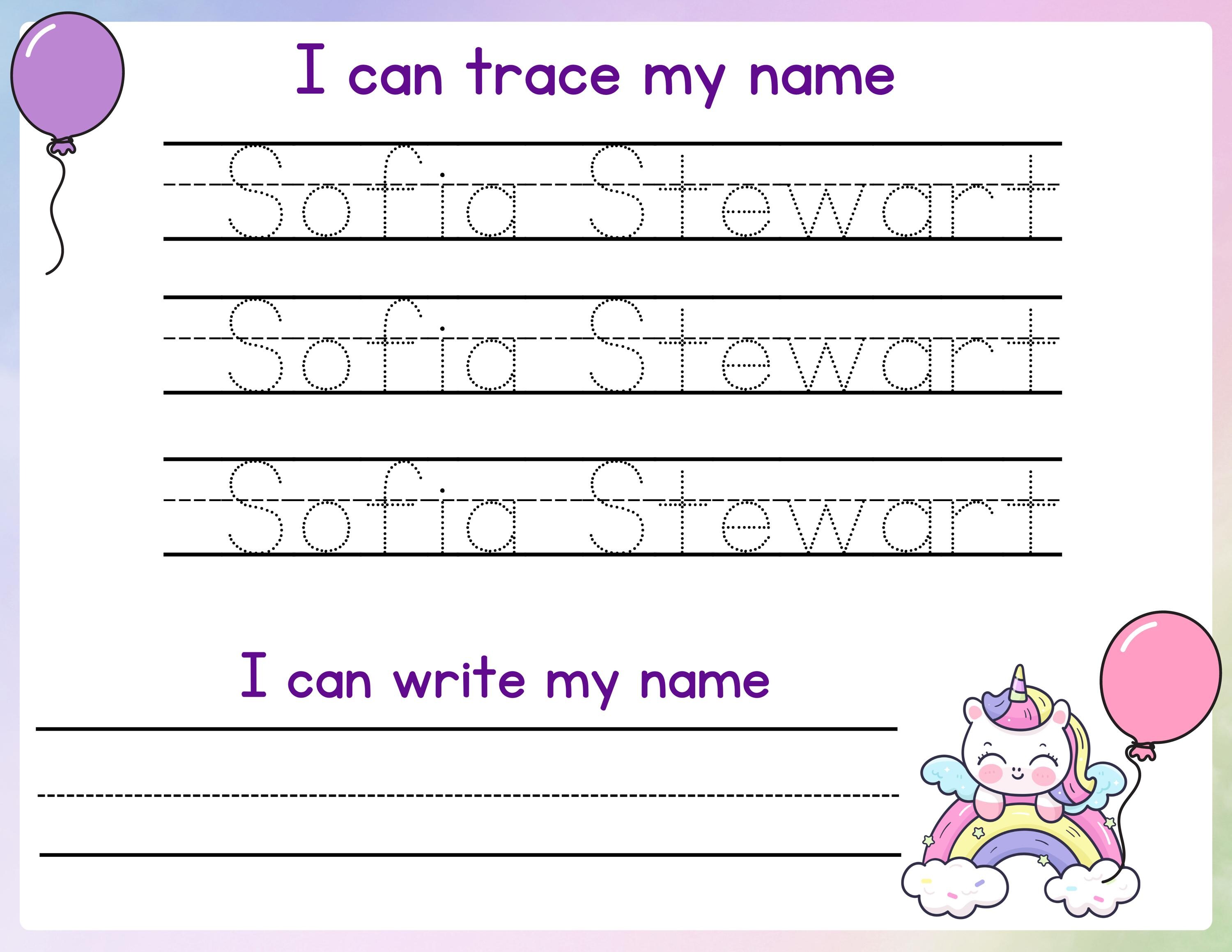 Printable Name Workbook Personalized Name Tracing and Writing Practice ...
