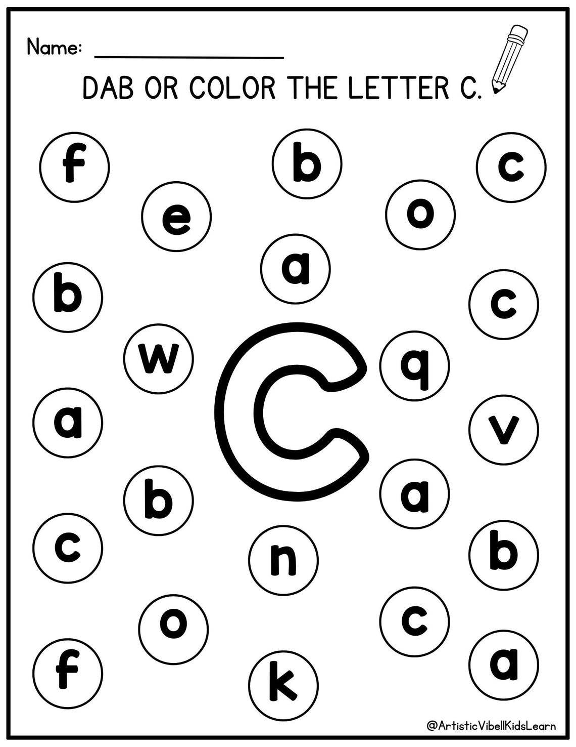 26 Printable Alphabet Lowercase Dab It Worksheets. Preschool-kdg ...