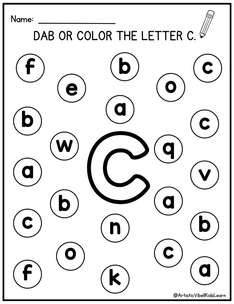 26 Printable Alphabet Lowercase Dab It Worksheets. Preschool-kdg ...