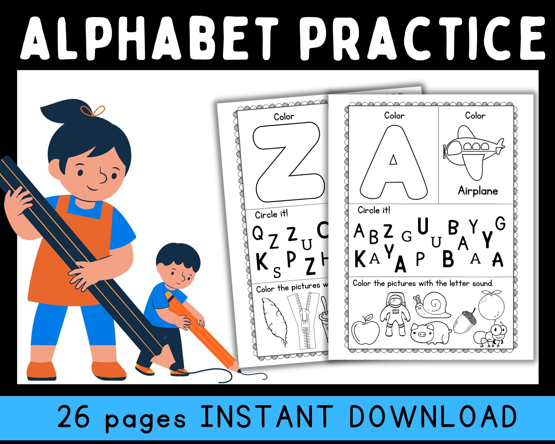 Alphabet Letter Worksheets Letter Recognition Sounds & Tracing ...
