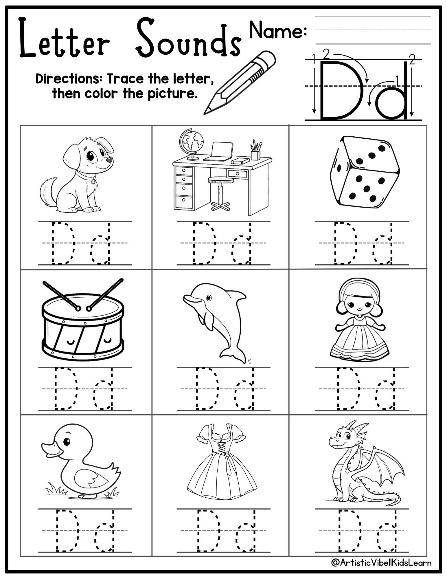 26 Printable Alphabet Letter Sounds Worksheets. Kindergarten ...