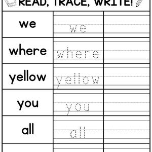 140 Sight Words for Preschool, Kindergarten Sight Word Worksheets ...