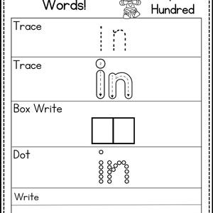 100 Printable Let's Learn Fry 1st Hundred Sight Words Worksheets ...
