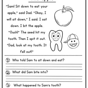 50 Kindergarten 1st Grade Reading Comprehension Passages Worksheets ...