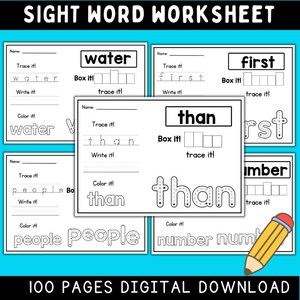 100 Sight Word Worksheet Fry Sight Words Prek-1st Grade Engaging 100 ...