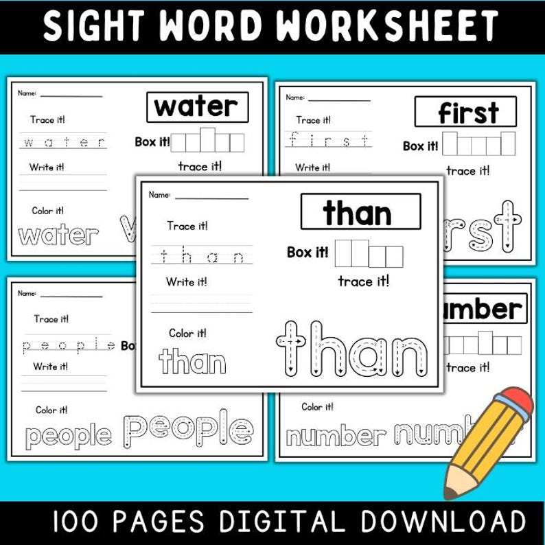 100 Sight Word Worksheet Fry Sight Words Prek-1st Grade Engaging 100 ...