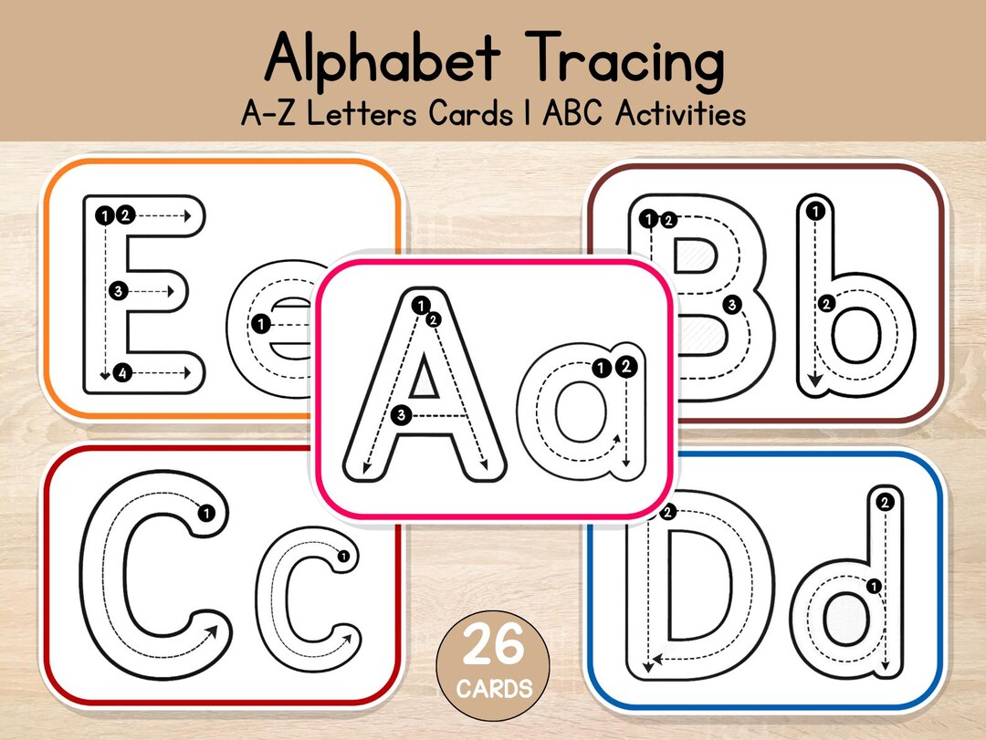 Alphabet Tracing Cards Printable, Uppercase Lowercase Letter Tracing ...