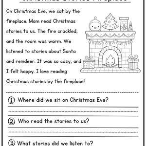 Christmas Reading Comprehension Fluency Passages and Questions First ...