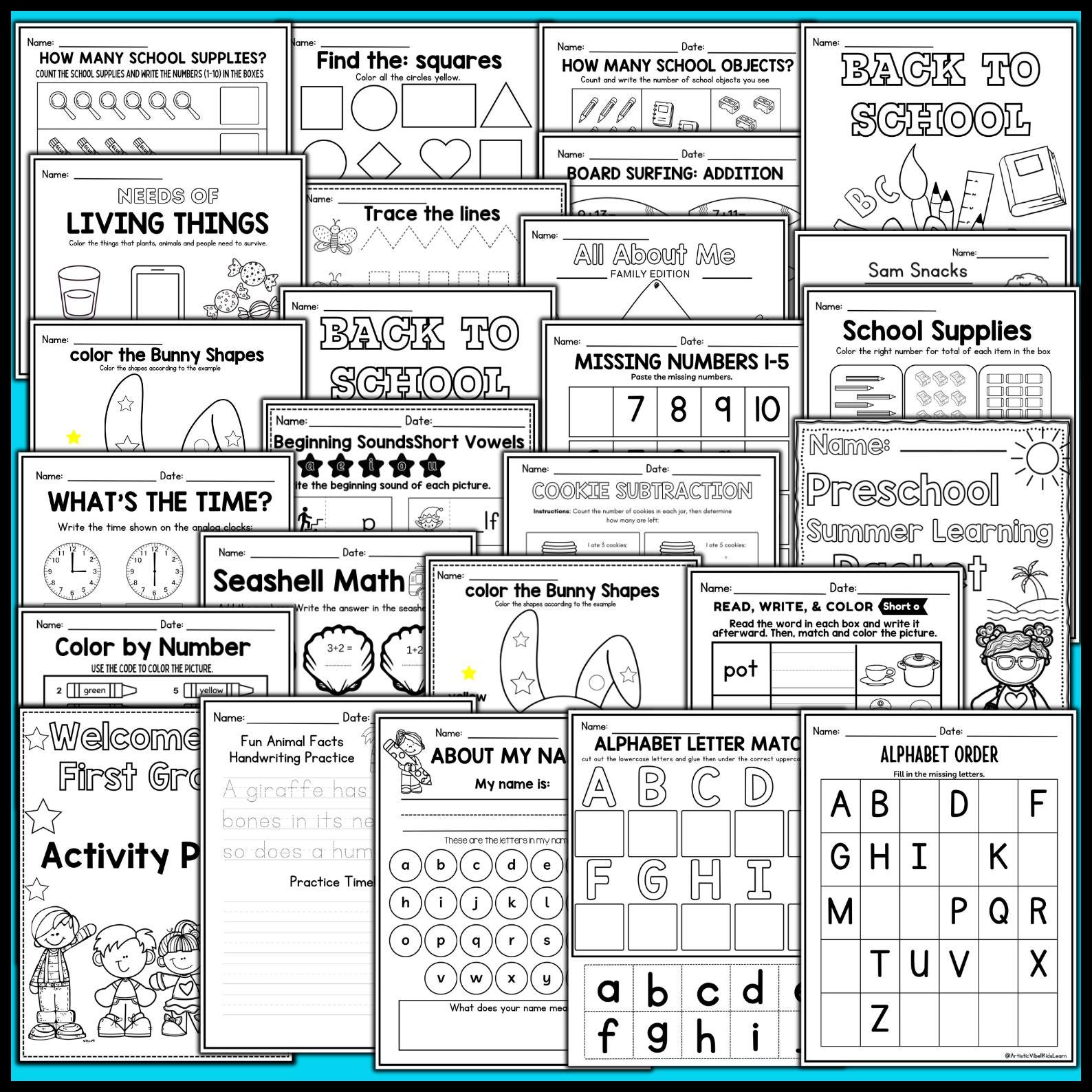 First Grade Worksheets Printable Math Worksheet Literacy Activities NO ...