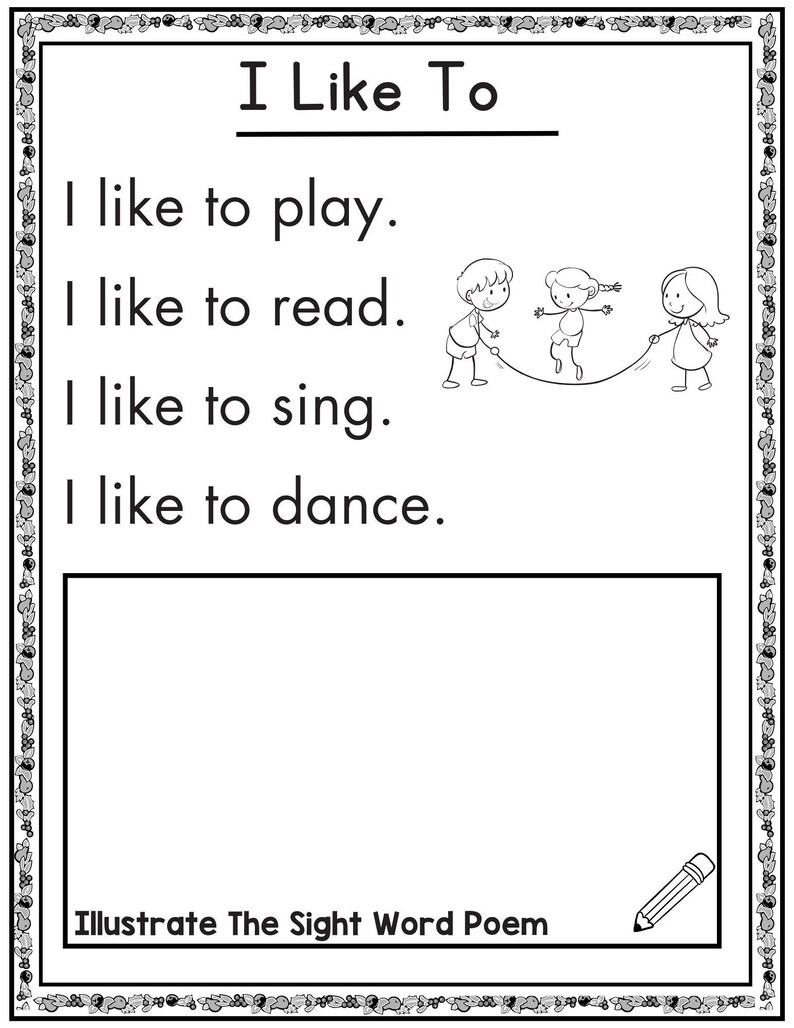 50 Printable Fry's Sight Word Poems Pages Reading Sentences and ...