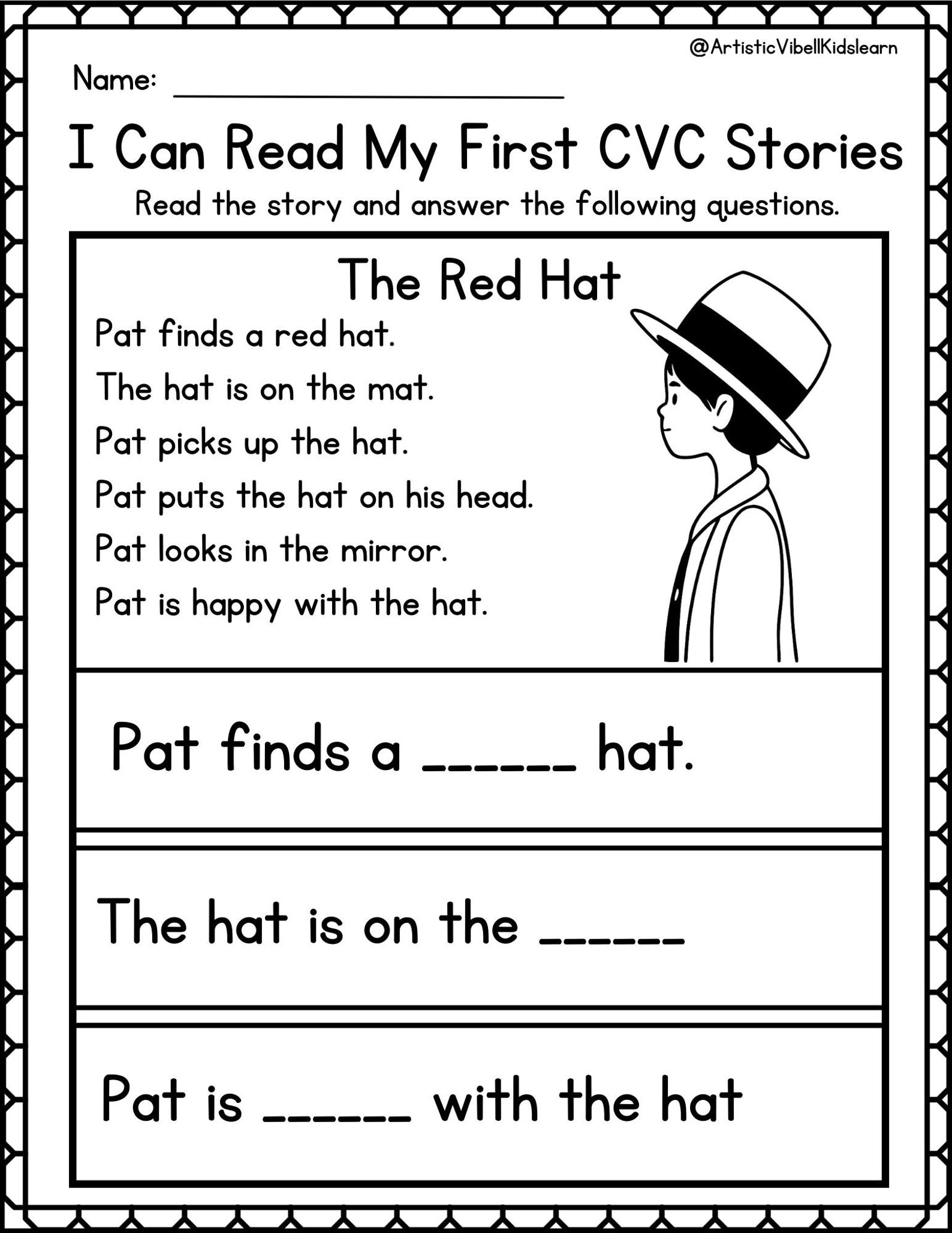 Phonics Worksheets My First CVC Sentences for Kindergarten and First ...