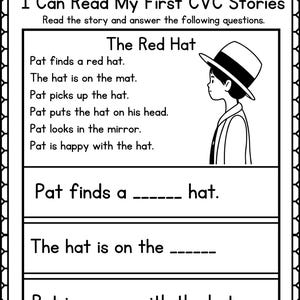 Phonics Worksheets My First CVC Sentences for Kindergarten and First ...