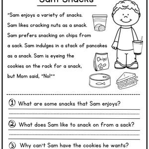 100 First Grade Reading Comprehension Passages Worksheets Sentences ...