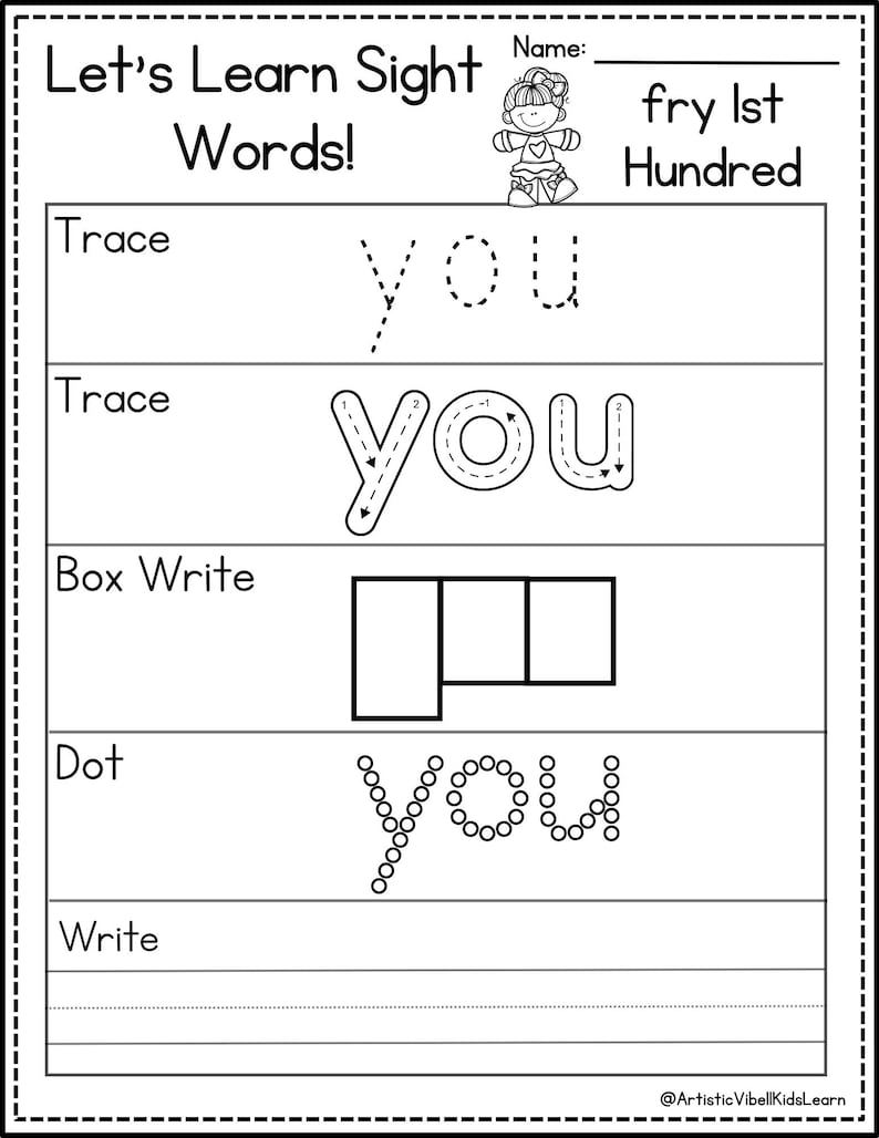 100 Printable Let's Learn Fry 1st Hundred Sight Words Worksheets ...