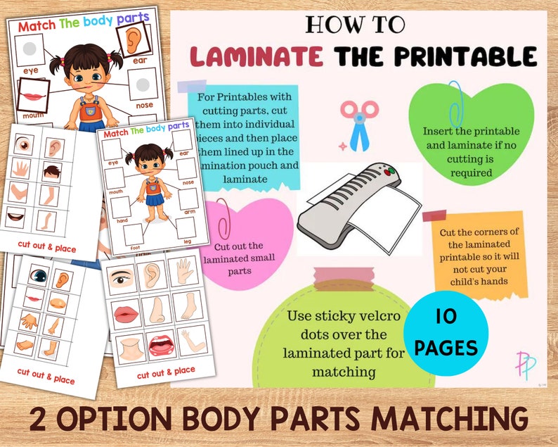 Body Parts Matching Game Bundle Activity Printable, Toddler Busy Book ...