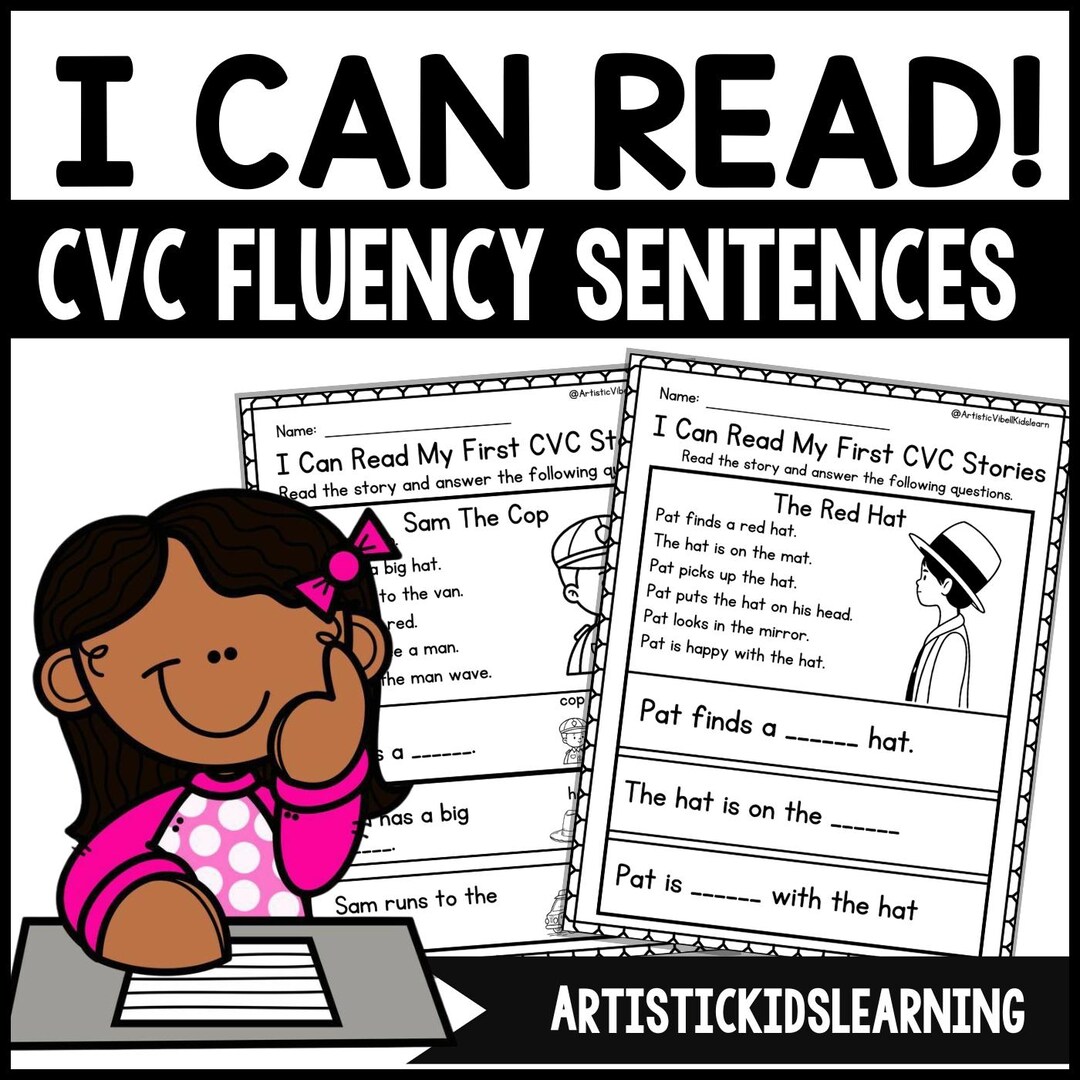 Cvc Word Fluency Worksheets 1st Grade Sentences Cvc Reading Printable ...