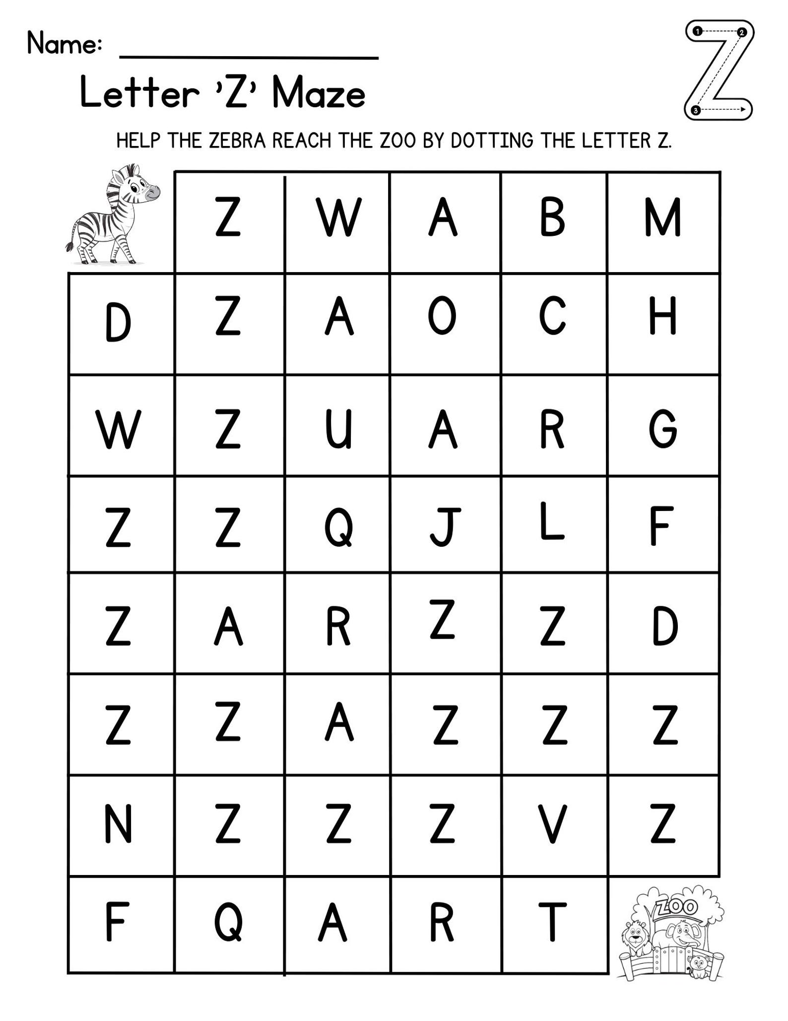 Alphabet Maze Worksheets A-Z Printable | Preschool & Kindergarten ...