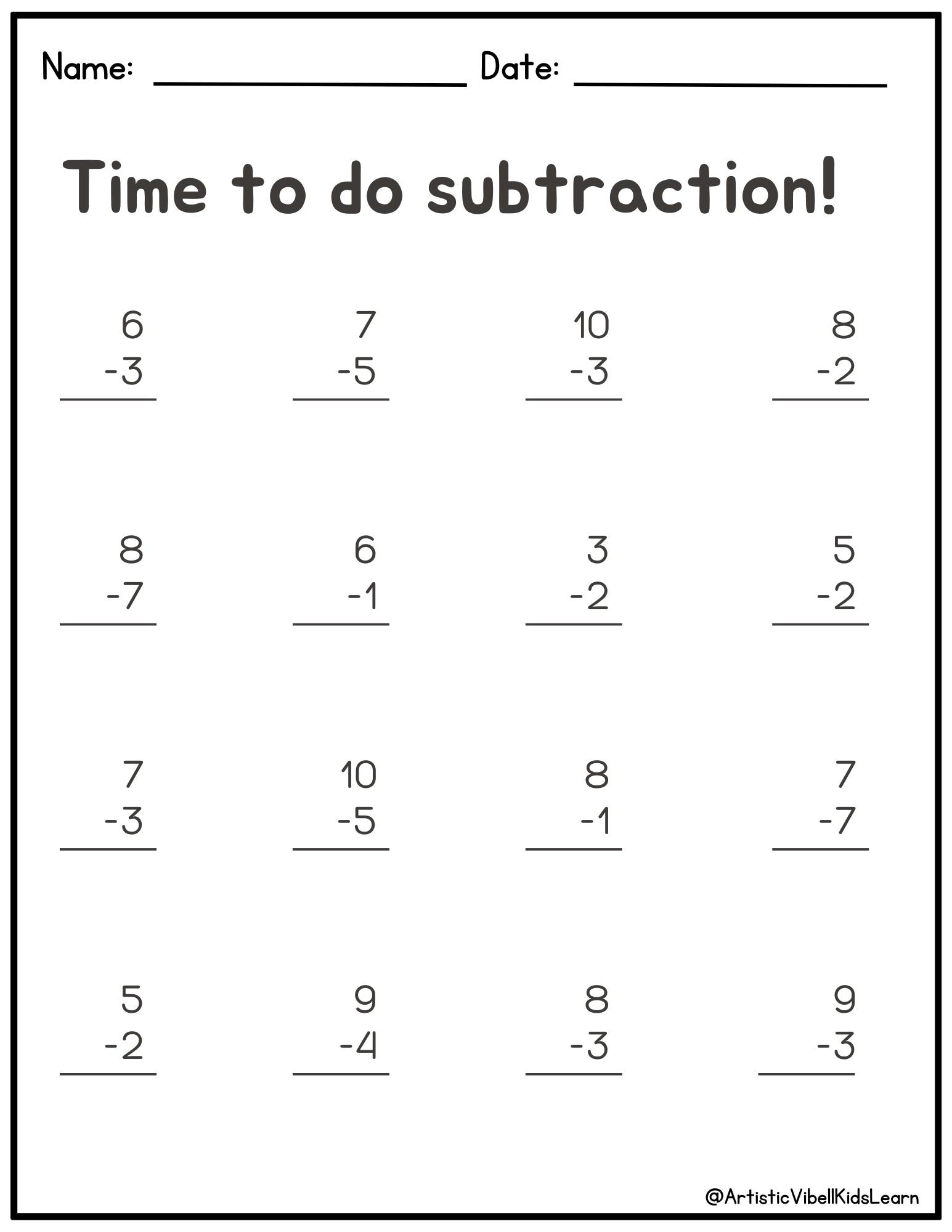 Addition - Subtraction Worksheets Practice Kindergarten & First Grade ...
