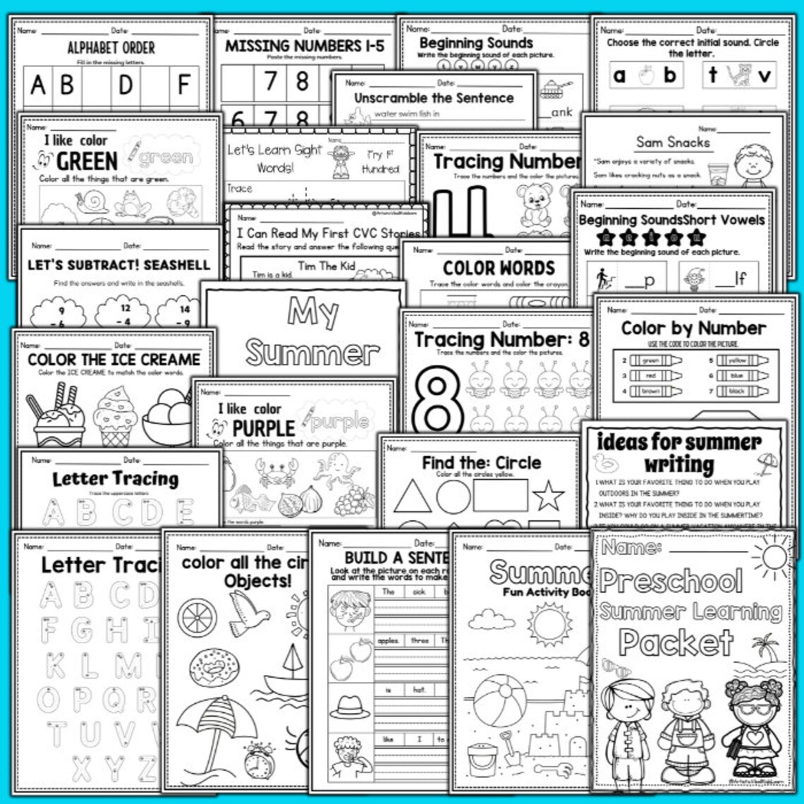Prek Summer Review Preschool Printable Worksheets Teacher Resources ...