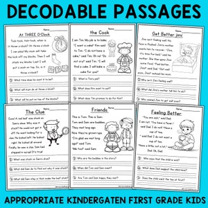 50 Kindergarten 1st Grade Reading Comprehension Passages Worksheets ...