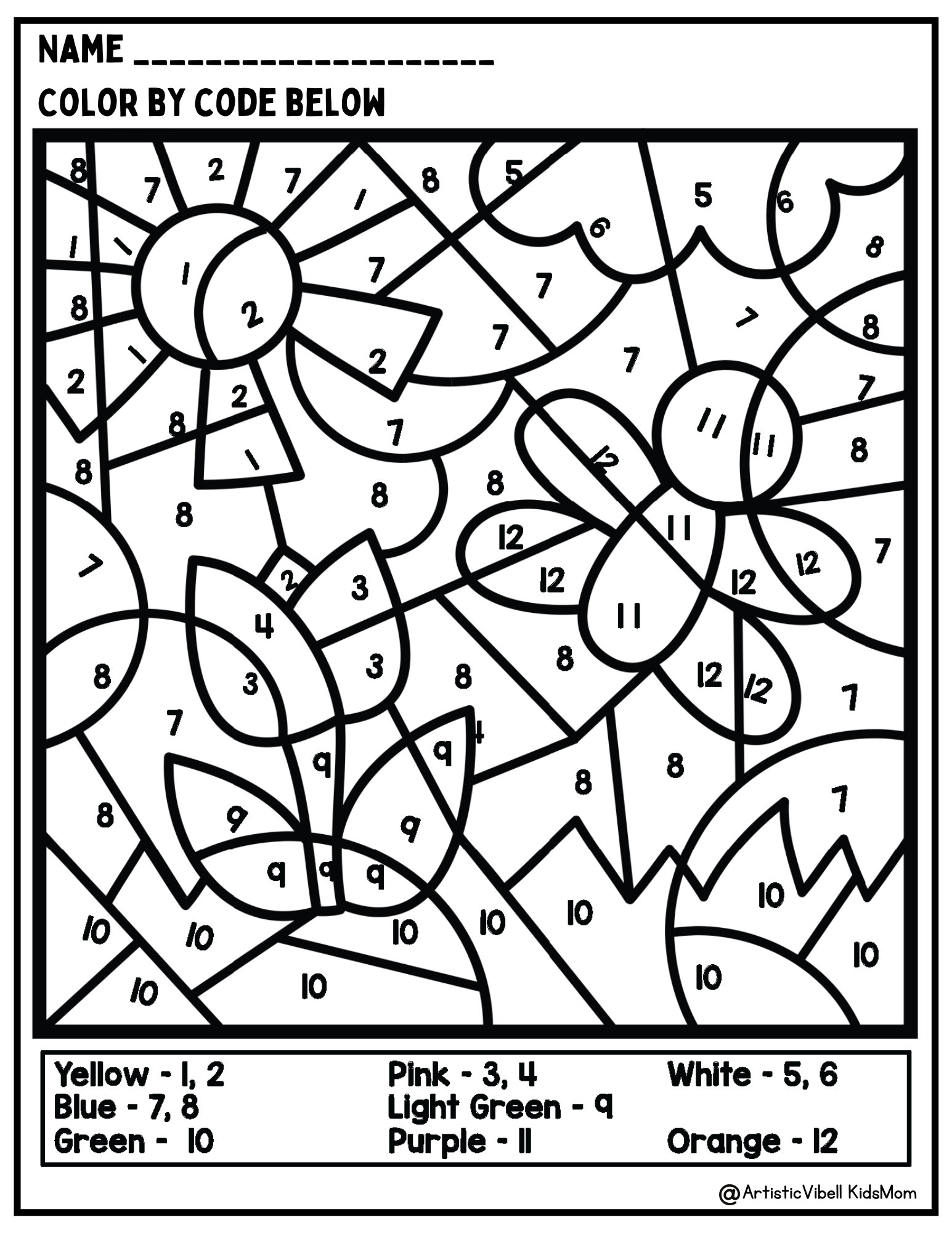 Color by Number Kids Printable Worksheets Spring Spring Addition ...