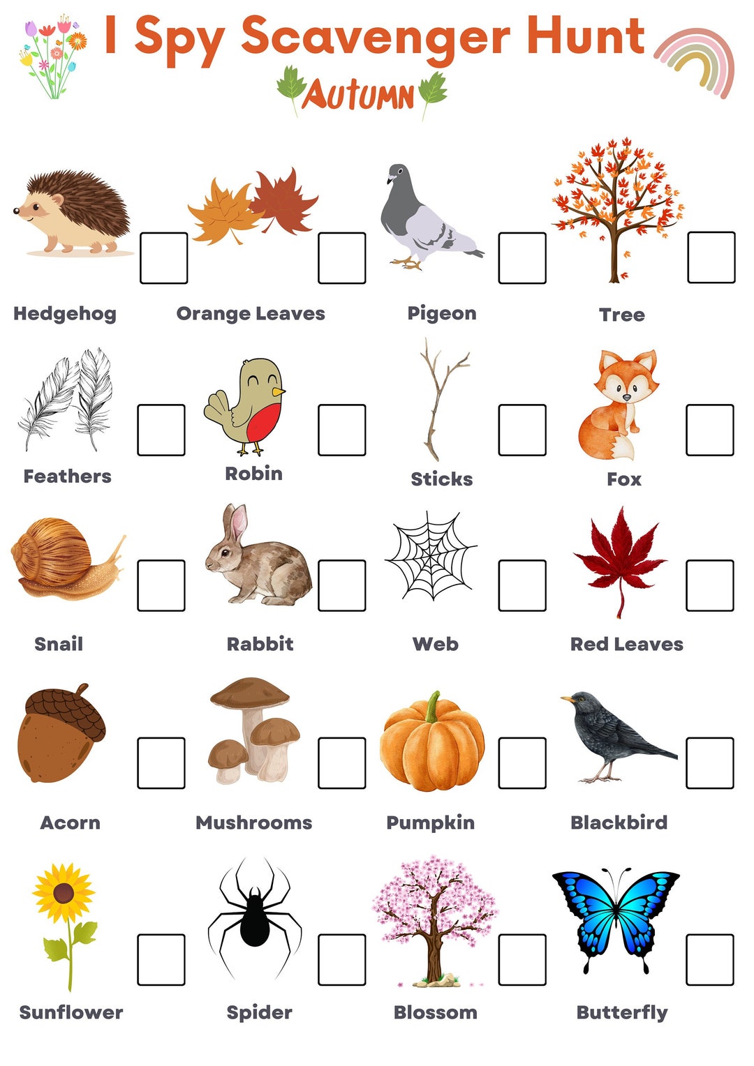 Autumn I Spy Scavenger Hunt for Kids Scavenger Hunt Games for Kids ...