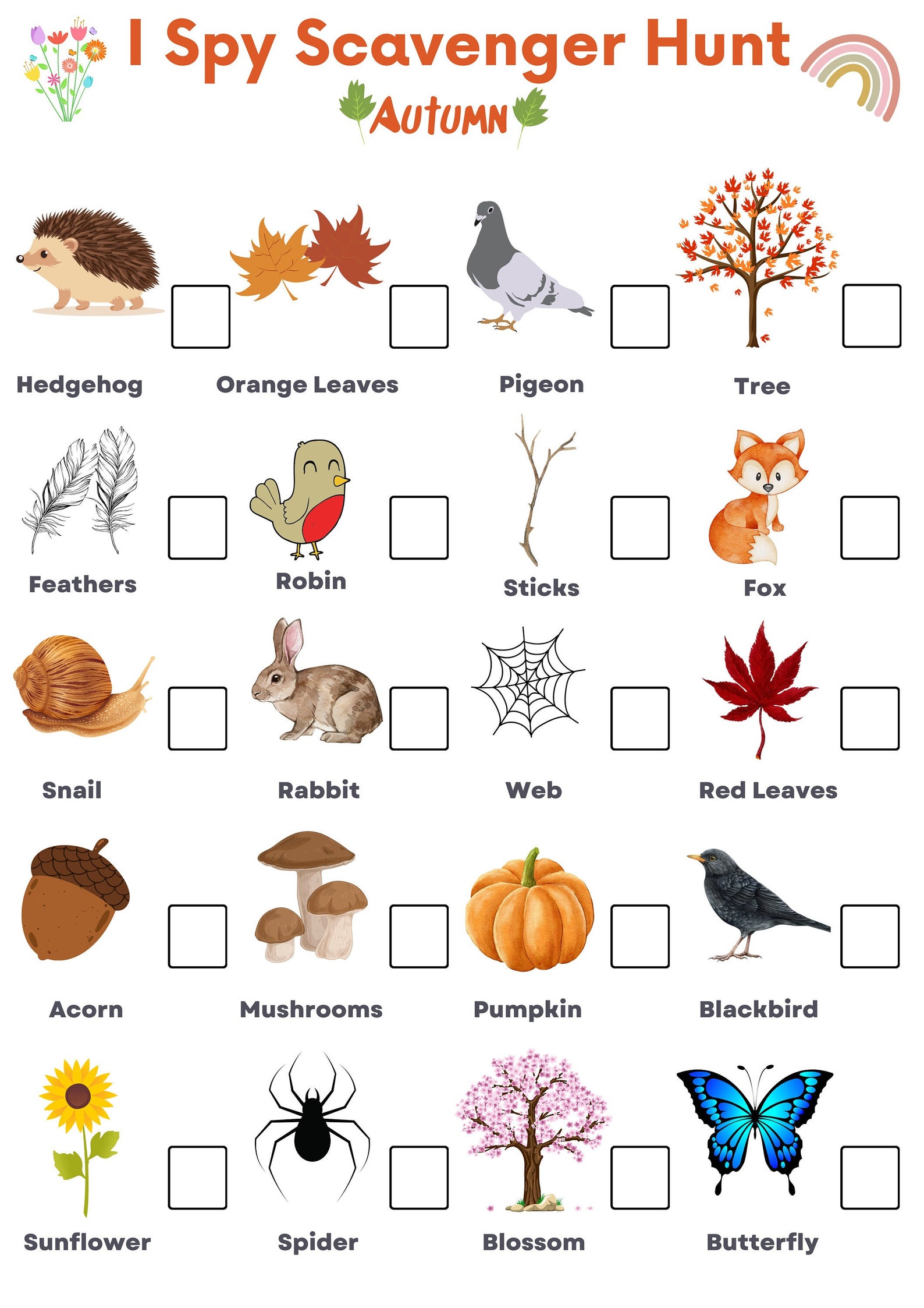 Autumn I Spy Scavenger Hunt for Kids Scavenger Hunt Games for Kids ...