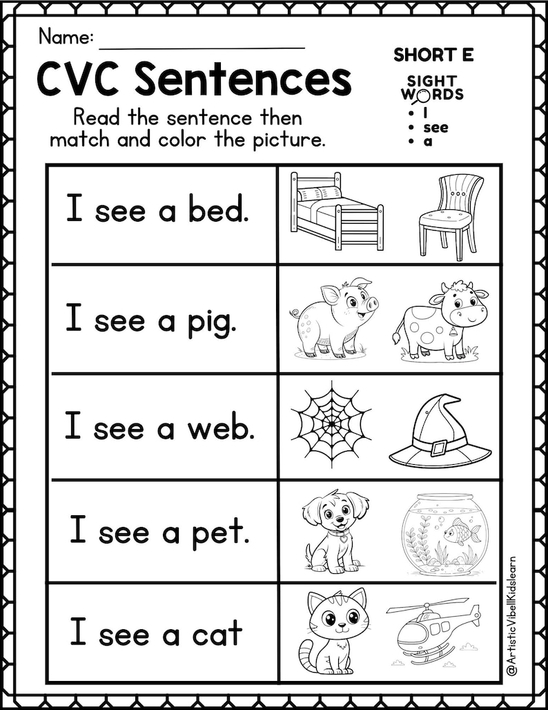 Cvc Word Fluency Worksheets 1st Grade Sentences Cvc Reading Printable ...