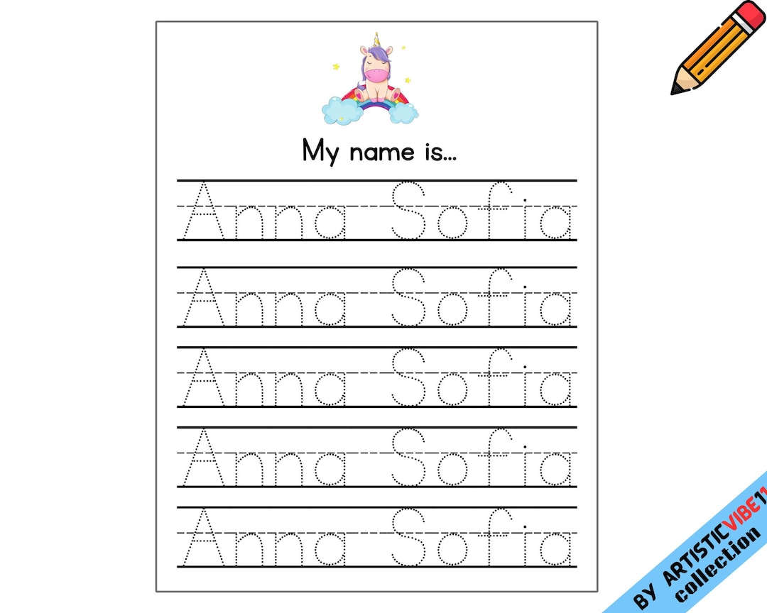 Custom Name Tracing Sheet Handwriting Practice Personalized Name Trace ...