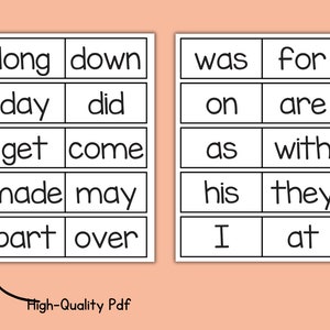 100 Printable Fry's First Hundred Sight Word Flashcards. Kindergarten ...