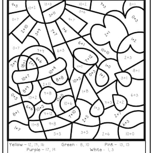 Color by Number Kids Printable Worksheets Spring Spring Addition ...