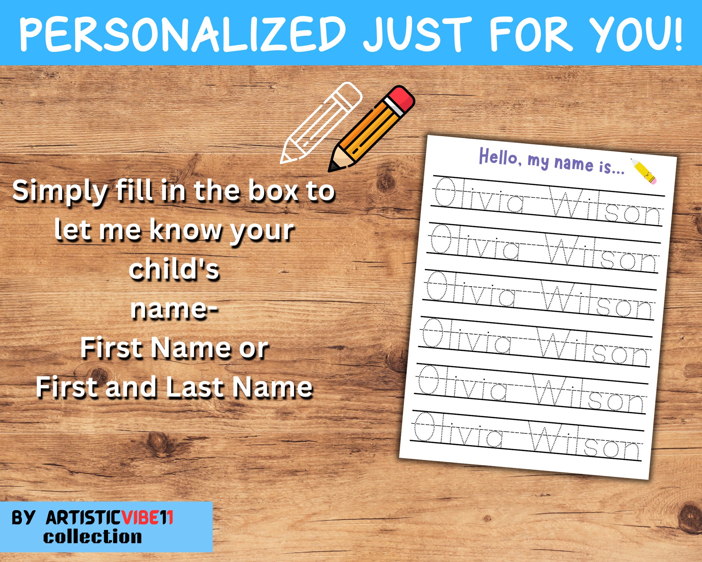 Name Tracing Custom Worksheet / First & Last Name Tracing Name ...